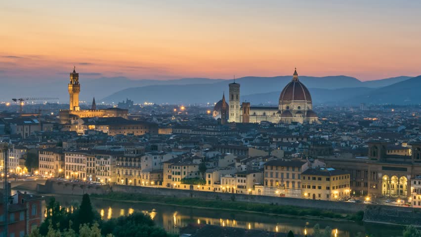 Florence City Skyline Day To Night Timelapse, Florence, Italy 4K Time ...