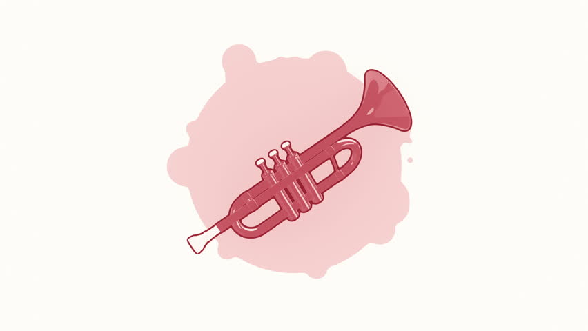 Stock Video Clip of Animation rotation wind instrument in flat icon ...