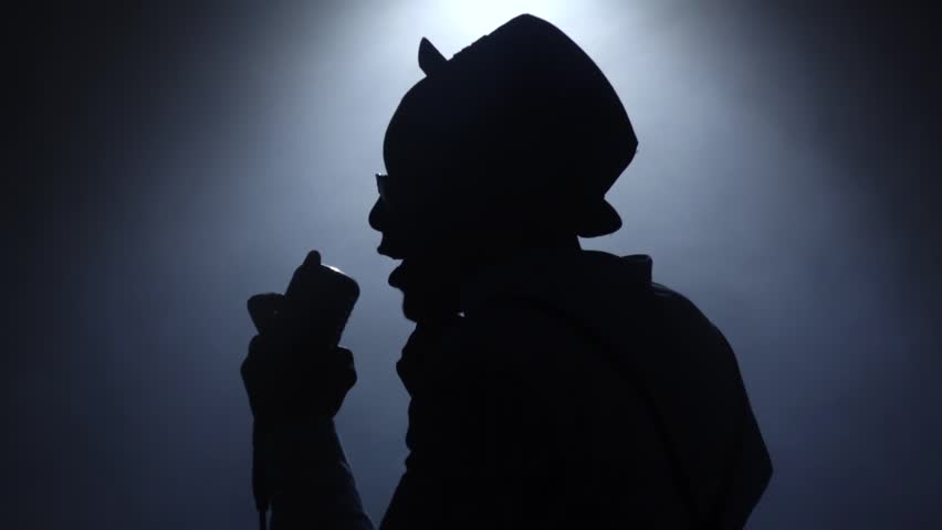 Killer Silhouette, Killing And Stab Victim With A Knife. Abstract ...