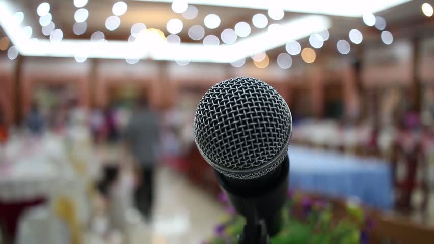 Microphones Installed In The Conference Hall On The Site Of The Speaker ...