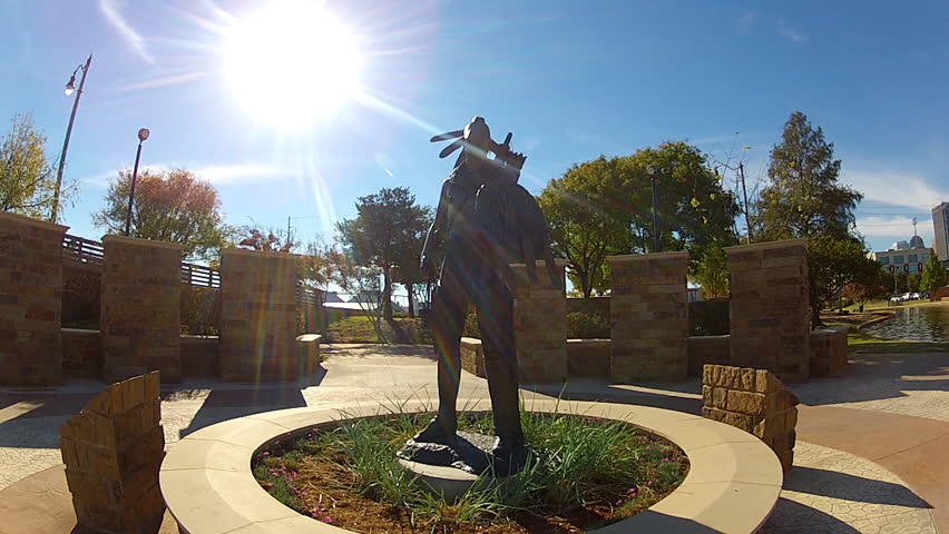 A Section Of The Oklahoma City Riverwalk Or River Walk With A Tour Boat ...
