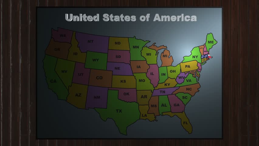 Flag Of Massachusetts In The Shape Of Massachusetts State With The USA ...