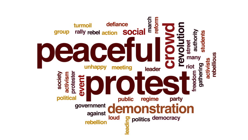 Stock video of peaceful protest animated word cloud, text | 32046892 ...
