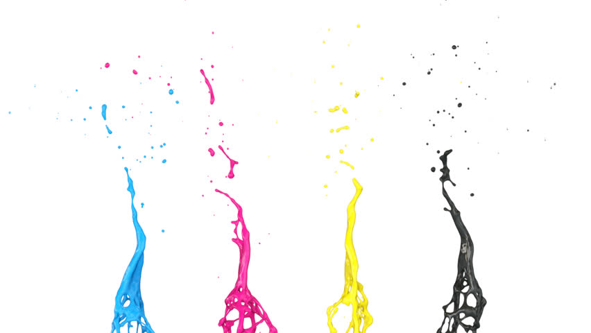 CMYK Color Splash In Slow Motion, With Alpha Channel (FULL HD) Stock ...