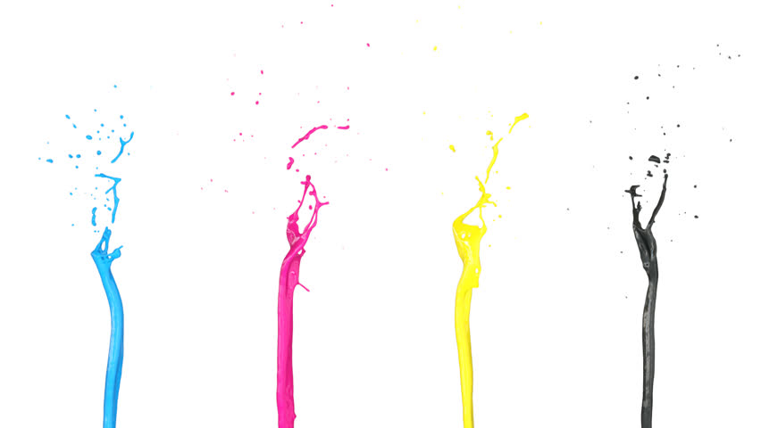 CMYK Color Splash In Slow Motion, With Alpha Channel (FULL HD) Stock ...