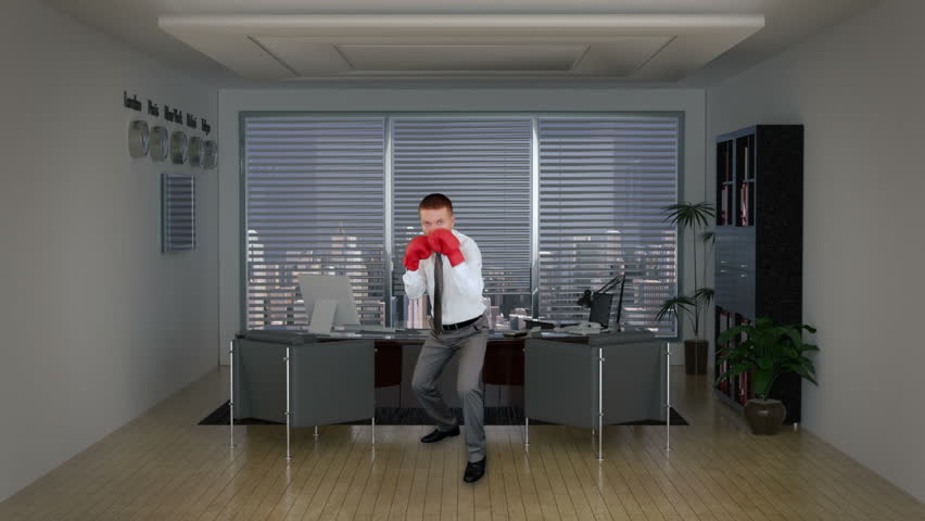 Businessman Boxing in Office Room Stock Footage Video (100% Royalty ...