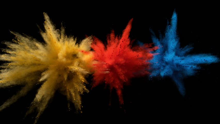 Cg Animation Of Color Powder Explosion On Black Background. Slow Motion ...