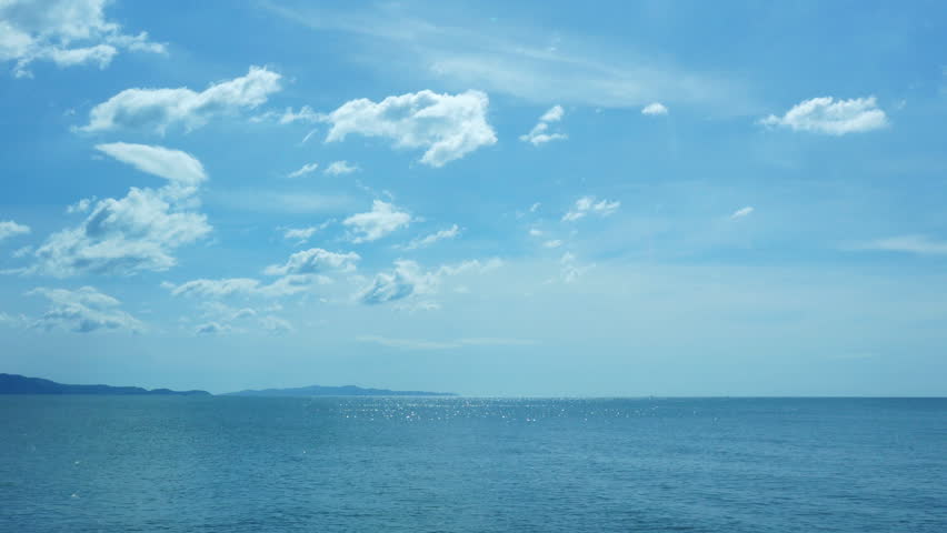 Heavenly Sky With Clouds Over Vast Ocean Panning Stock Footage Video ...