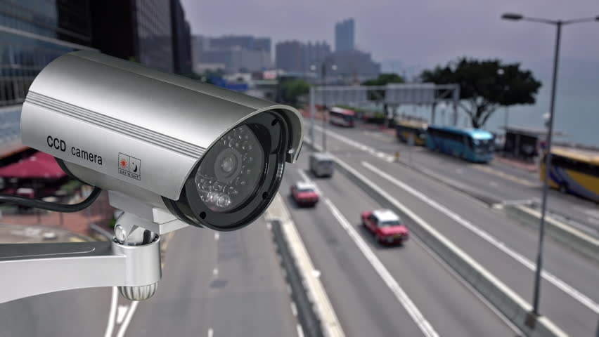 CCTV Split Screen. Cctv Surveillance Camera Monitoring Highway Roads In ...