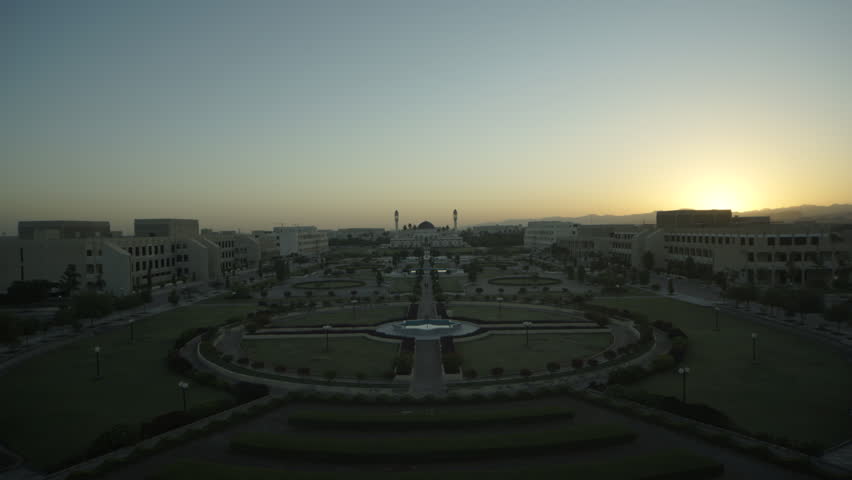 Aerial Time Lapse Of A Beautiful Bawshar Mosque At Sunset In Muscat ...