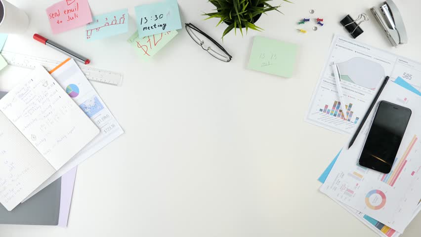 Office Desk Table with Office Stock Footage Video (100% Royalty-free ...