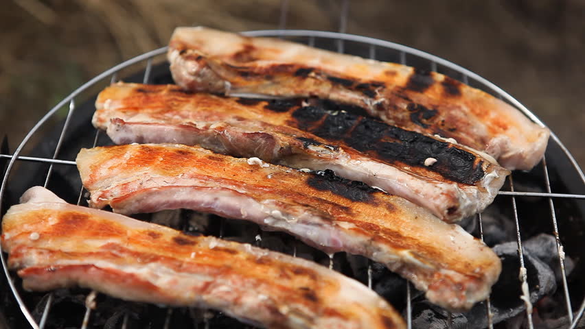 Stock Video Clip of Pork Steak, Outdoor Barbeque, BBQ, Barbecue ...
