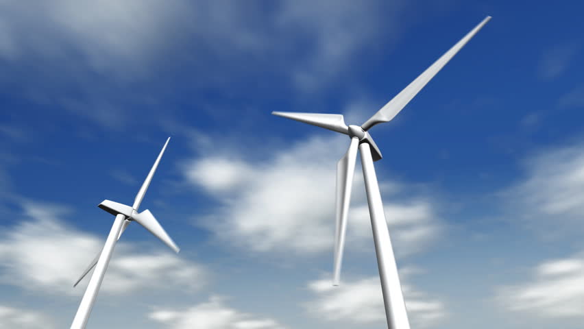 Seamlessly Looping Animation Of Wind Turbine Spinning As Clouds Pass By ...