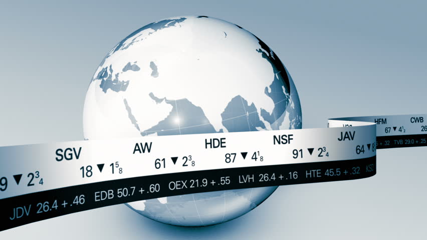 World Globe with Stock Ticker Stock Footage Video (100% Royalty-free ...