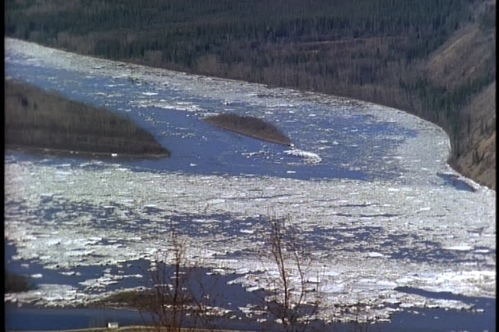 YUKON, ALASKA - CIRCA SEPTEMBER 1996: Ice Chunks Piled On The Banks Of ...