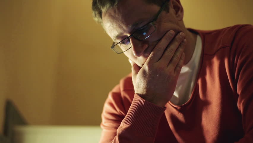 Sad Man Missing Someone While Laying In Bed Stock Footage Video 5188013 ...