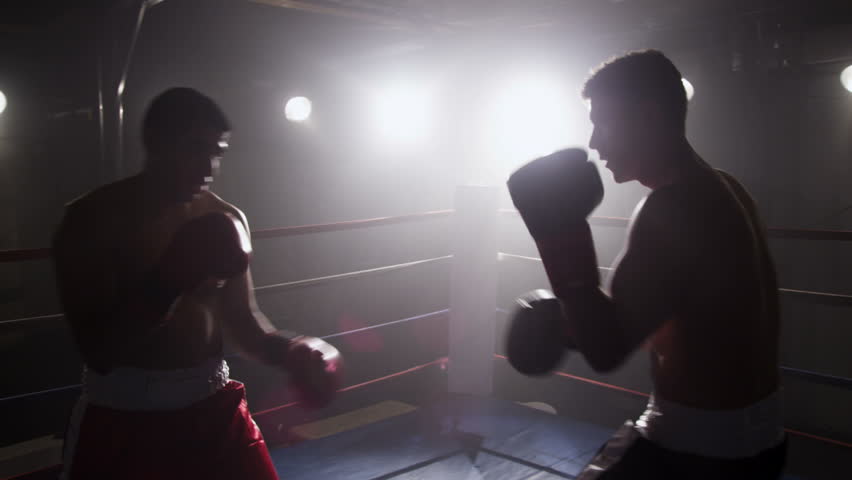 Boxers Fight in Boxing Ring Stock Footage Video (100% Royalty-free ...