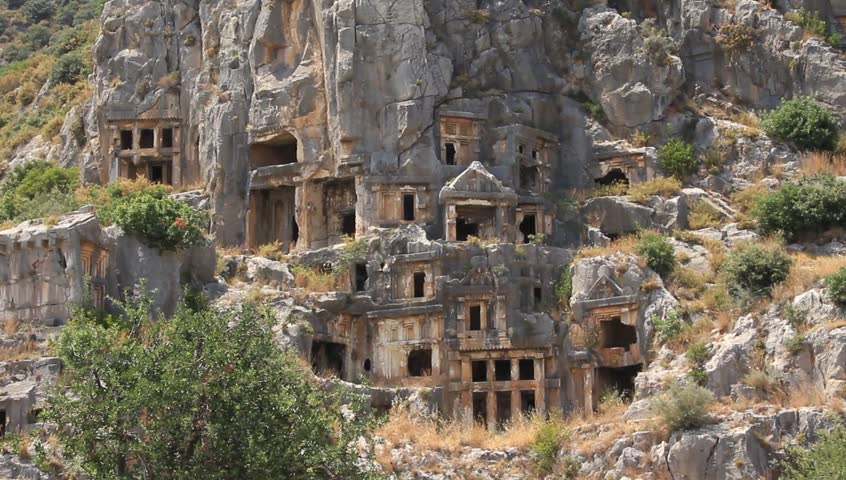 Rock-cut Tombs Of The Ancient Lycian Necropolis. Myra Old Name - Demre ...
