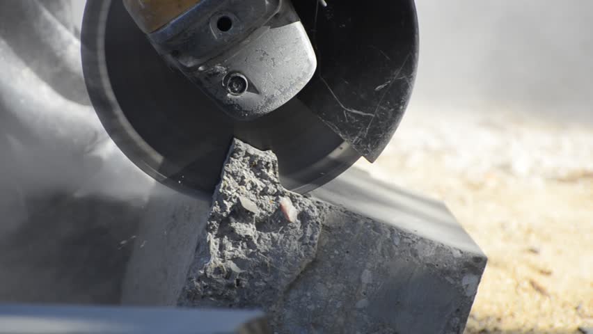 Angle Grinder Cutting Concrete Block Stock Footage Video (100% Royalty ...