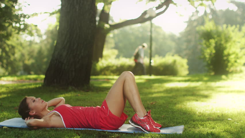 Pretty Girl Doing Ab Crunches Stock Footage Video (100% Royalty-free ...