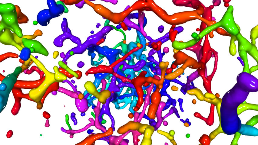 Colored Paint Splashes. 3d Animation. Stock Footage Video (100% Royalty ...