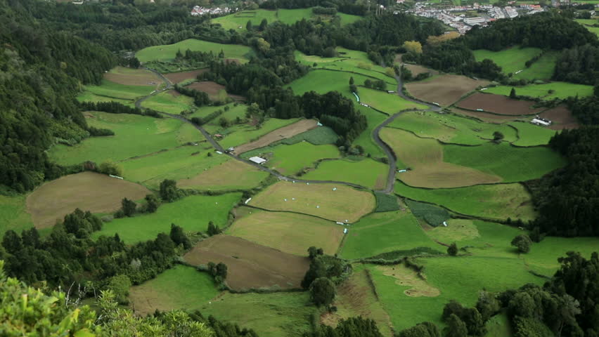 Overall View Of Furnas Lake And Fields, San Miguel, Azores, Portugal ...