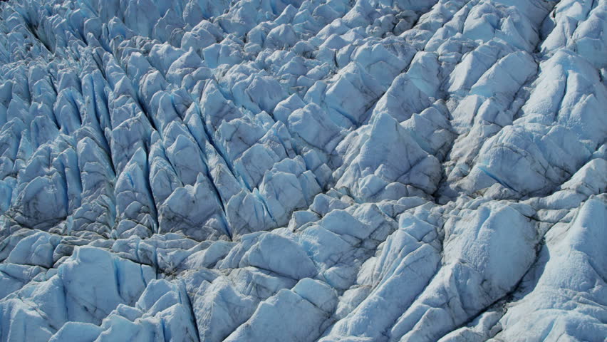 Aerial View Deep Crevasses Ice Blue Glacier, Arctic Region, USA ...