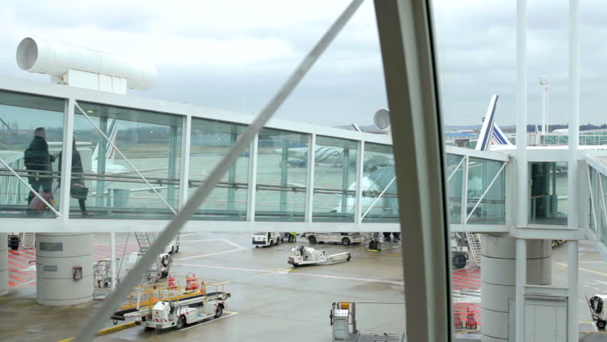 Walking Jet Bridge – Airport Stock Footage Video (100% Royalty-free ...