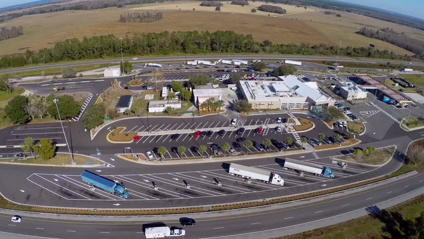 Aerial Video Of A Rest Stop On The New Jersey Turnpike Stock Footage ...