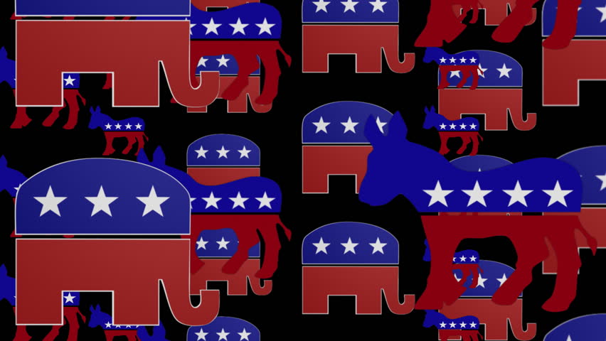 Looping Republican Party Symbol Crest Over Republican American Flag ...