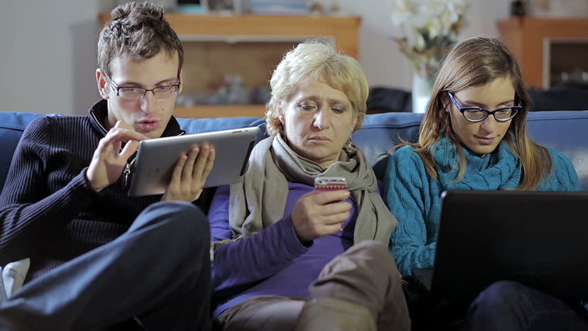 Stock Video Clip of Family, Communication Problems, everyone using a ...