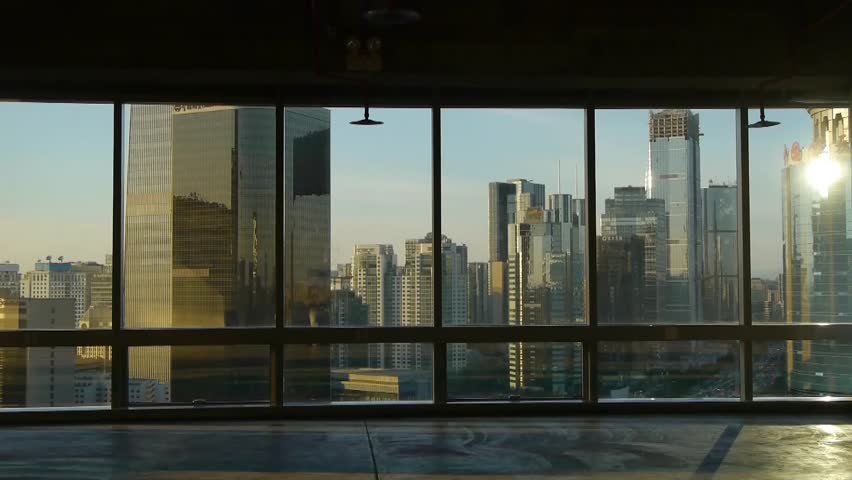 Stock video of view modern urban high-rise from windows,business ...