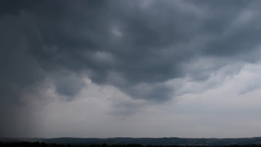 Dramatic Gloomy View Of The Oncoming Low Overhead Dark Clouds Without ...