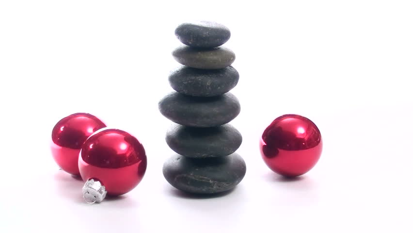 Spa Christmas Theme Of Stack Of Zen Or Massage Rocks And Holiday ...