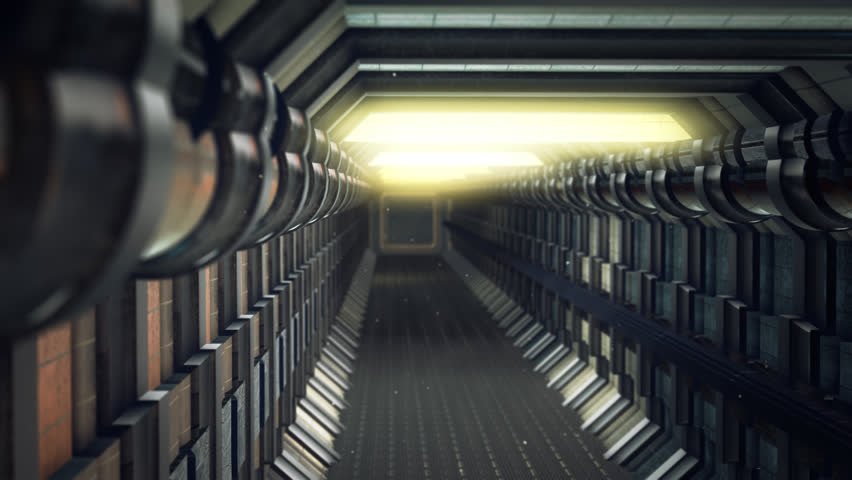 Stock video of long straight empty enclosed corridor with | 6282572 ...