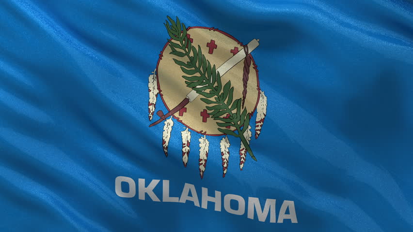 Waving Flag Of The US State Of Oklahoma With A Traditional Osage Nation ...