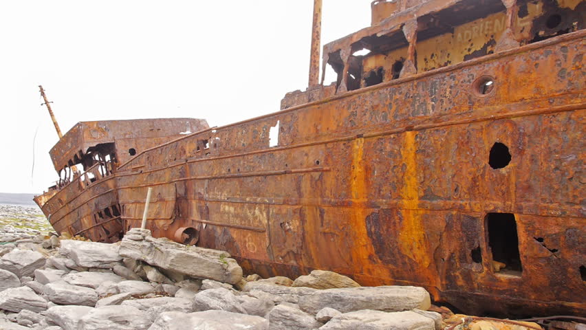 Rusty Shipwreck On a Beach. Stock Footage Video (100% Royalty-free ...
