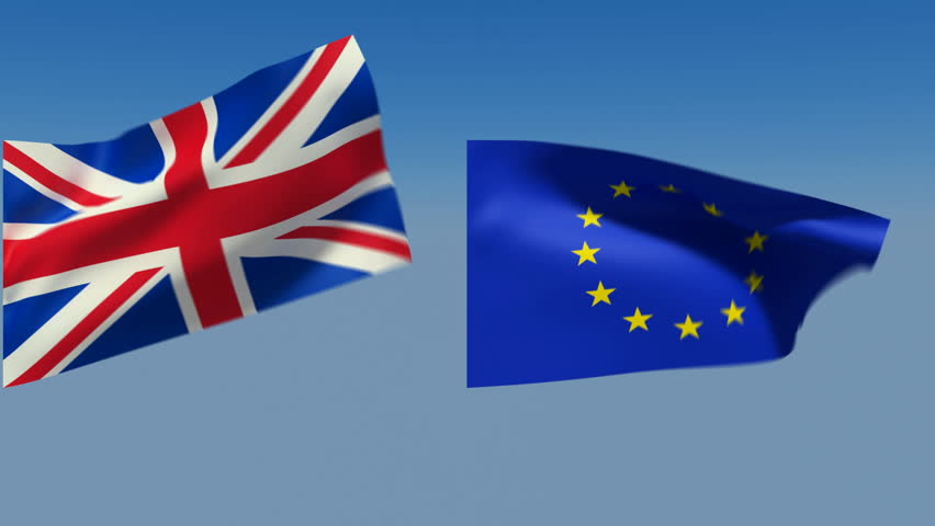 Flags Of The United Kingdom And The European Union. UK Flag And EU Flag ...
