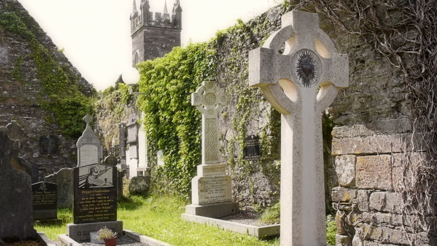 Old Irish Cemetery with Gravestones, Stock Footage Video (100% Royalty ...