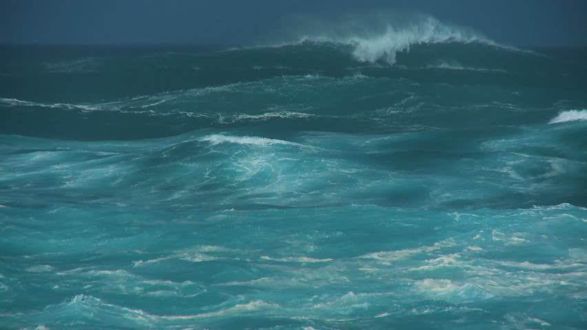 Slow Motion Fly Over Disturbed Ocean Water Surface, Loopable. (HD, High ...