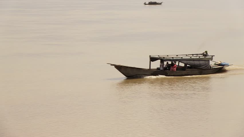 Small Ferry Boat Crossing River Stock Footage Video (100% Royalty-free ...