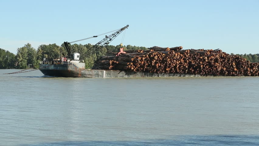 Fraser River Log Barge. a Stock Footage Video (100% Royalty-free ...