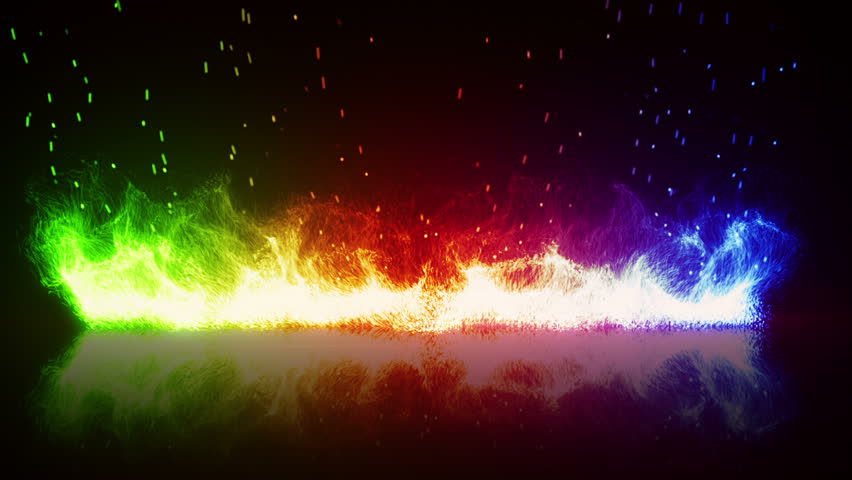 Rainbow Flaming Fire and Reflection. Stock Footage Video (100% Royalty ...