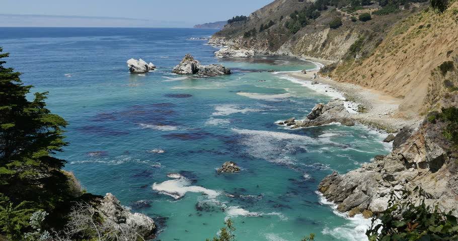 Big Sur McWay Falls 06 McWay Rocks Pacific Coast California Filmati e ...
