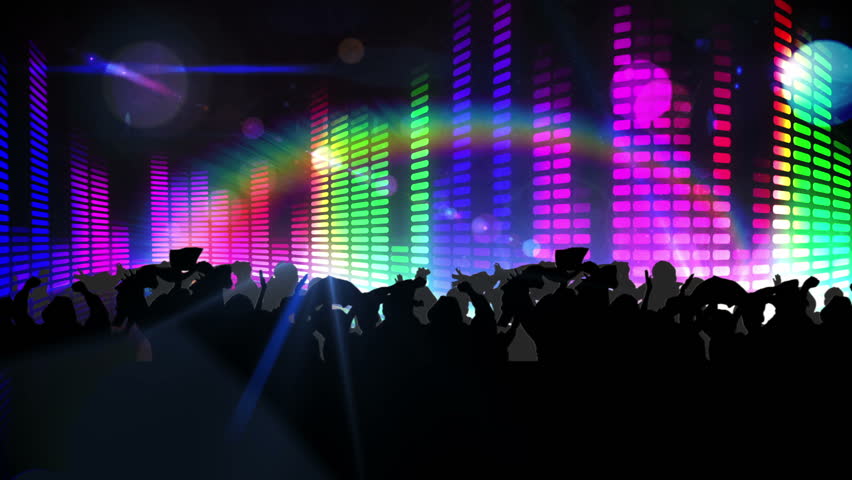 Digital Animation Of Nightclub With Blue Lights And Dancing Crowd Stock ...