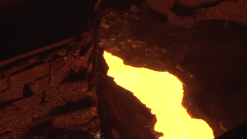 Foundry Plants. Melting Of The Metal At The Factory. The Liquid Metal ...