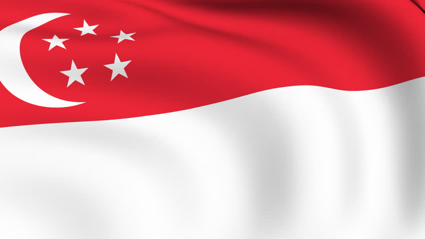 Flag Of Singapore Gently Waving In The Wind. Seamless Loop With High ...