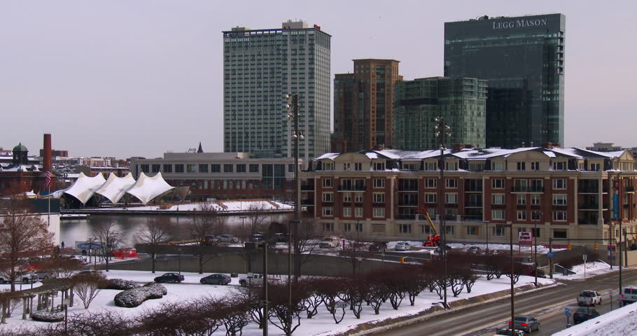 Stock video of snow blankets downtown baltimore, maryland. | 7537642 ...