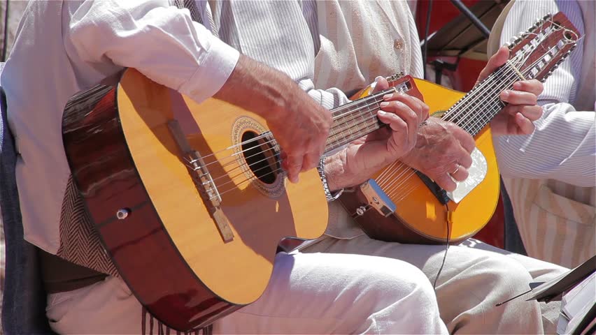 Stock Video Clip of Traditional Canary musicians with guitar and ...