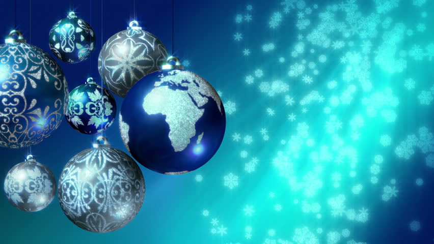 Christmas Background Loop. Rotating Christmas Decorations And Falling ...